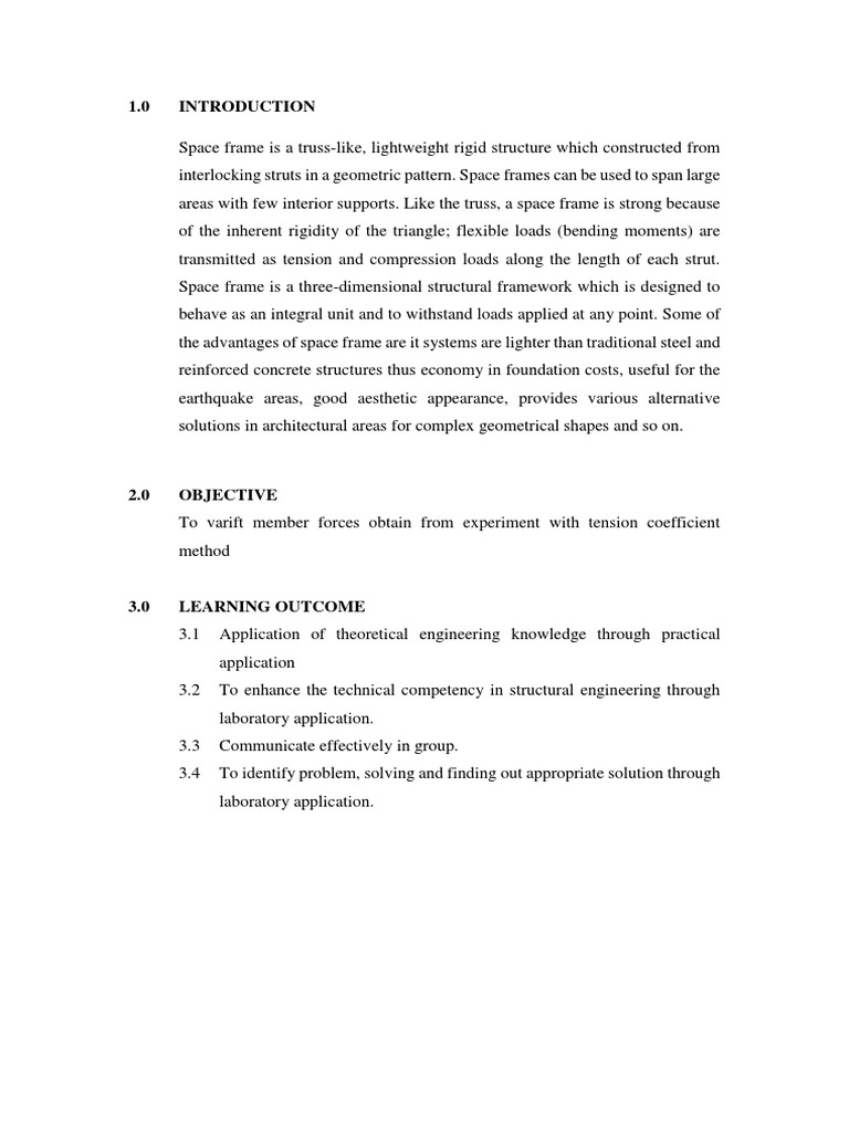 Space Frame Report | PDF | Truss | Physics