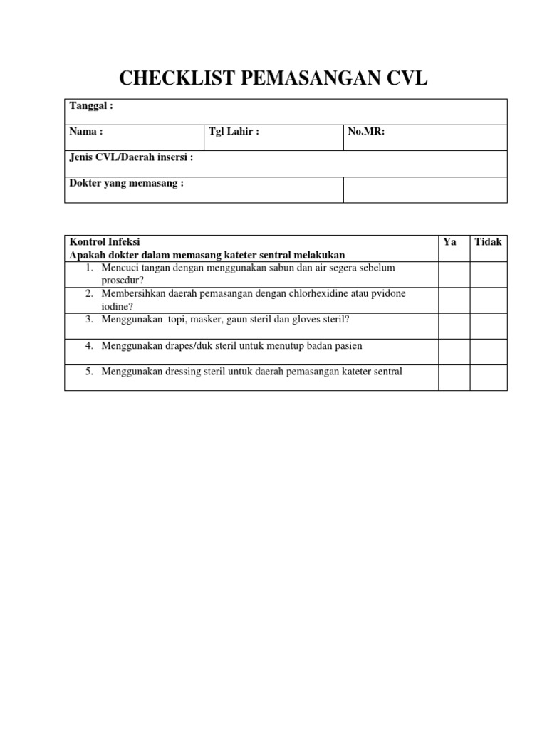 Checklist Pemasangan CVL | PDF