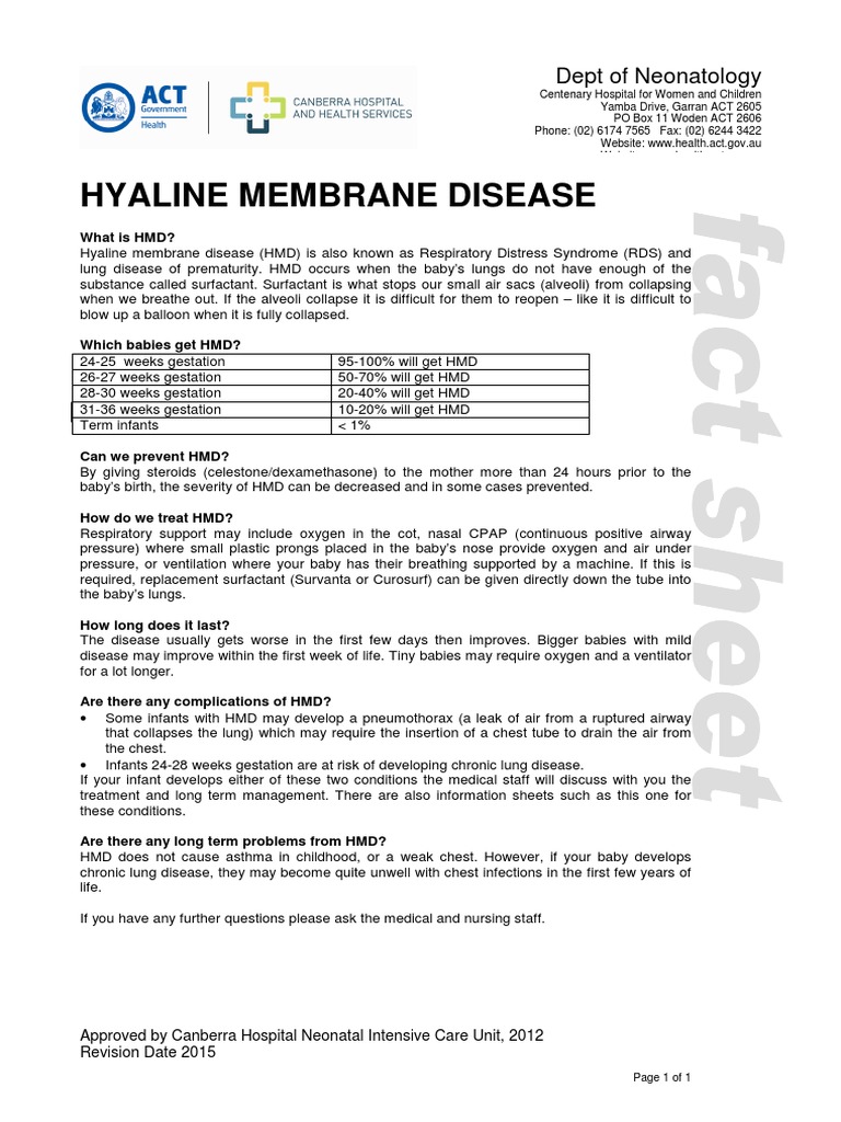 Hyaline Membrane Disease HMD | PDF | Human Diseases And Disorders ...