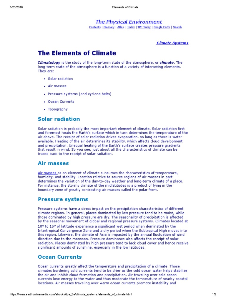 Elements of Climate | PDF | Climate | Precipitation