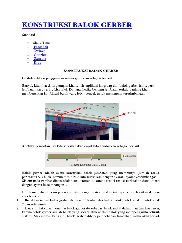 Perhitungan Konstruksi Balok Gerber | PDF
