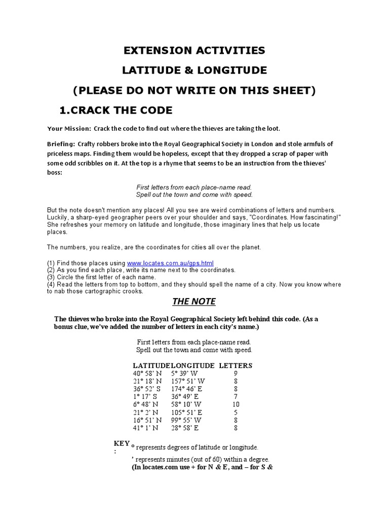 Latitude and Longitude Activities | PDF | Longitude | Latitude