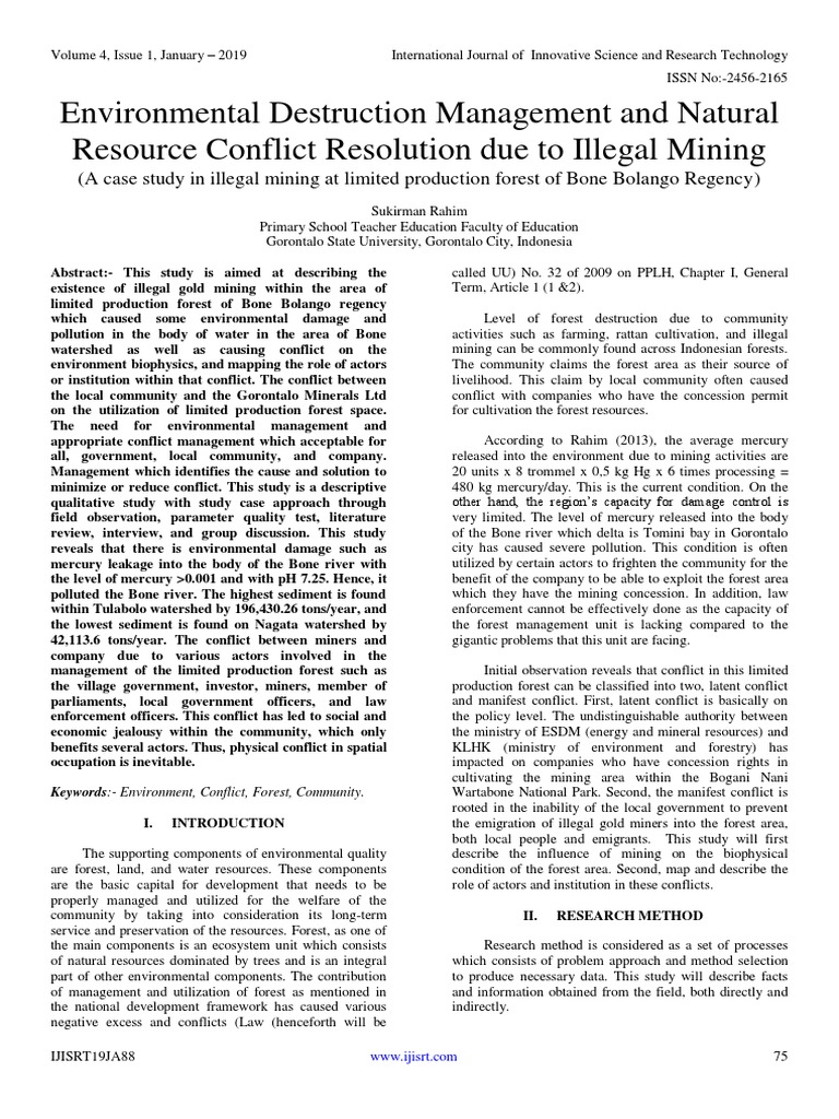 Environmental Destruction Management and Natural Resource Conflict ...