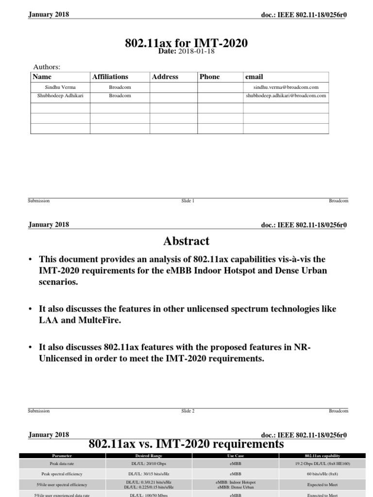 IMT 2020 Requirements | PDF | Ieee 802.11 | Broadcast Engineering
