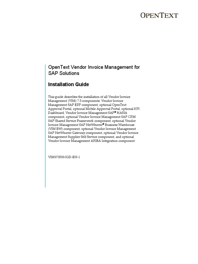 OpenText Vendor Invoice Management For SAP Solutions 7.5 - Installation ...