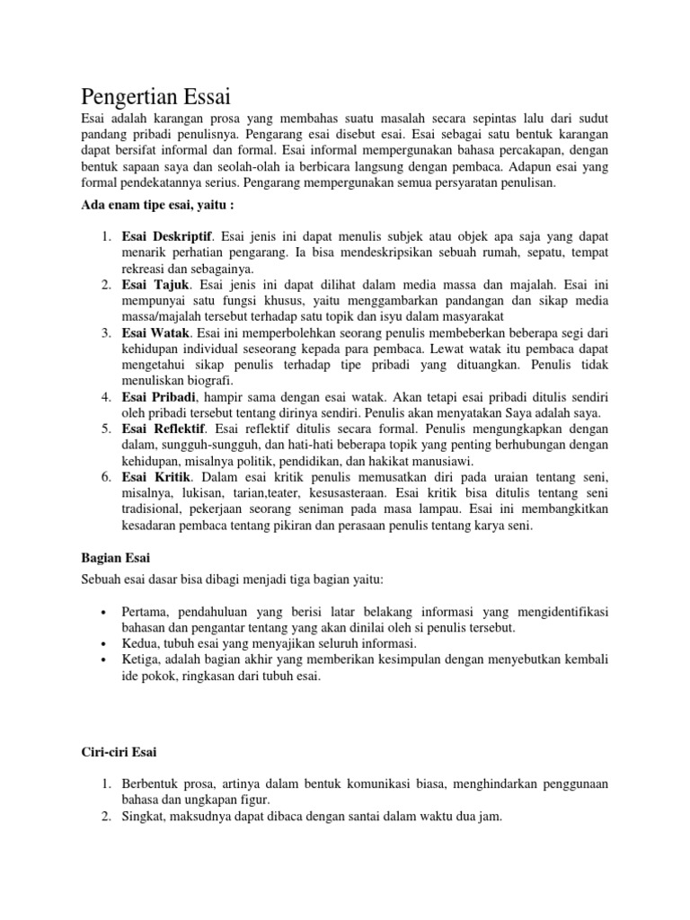 Pengertian Essai | PDF