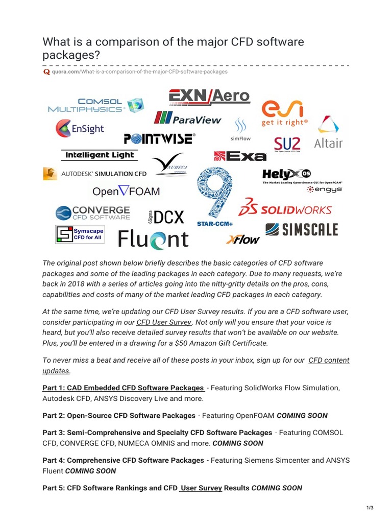 Major CFD Software Packages Comparison | PDF | Computational Fluid ...
