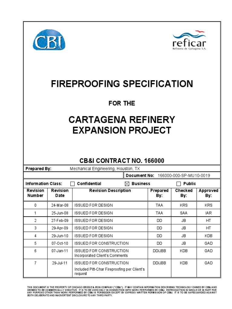 Fireproofing Specification | PDF | Structural Steel | Concrete