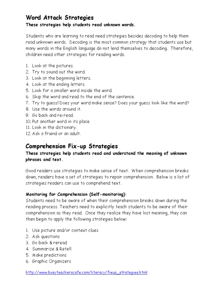 Word Attack Strategies PDF | PDF | Career & Growth