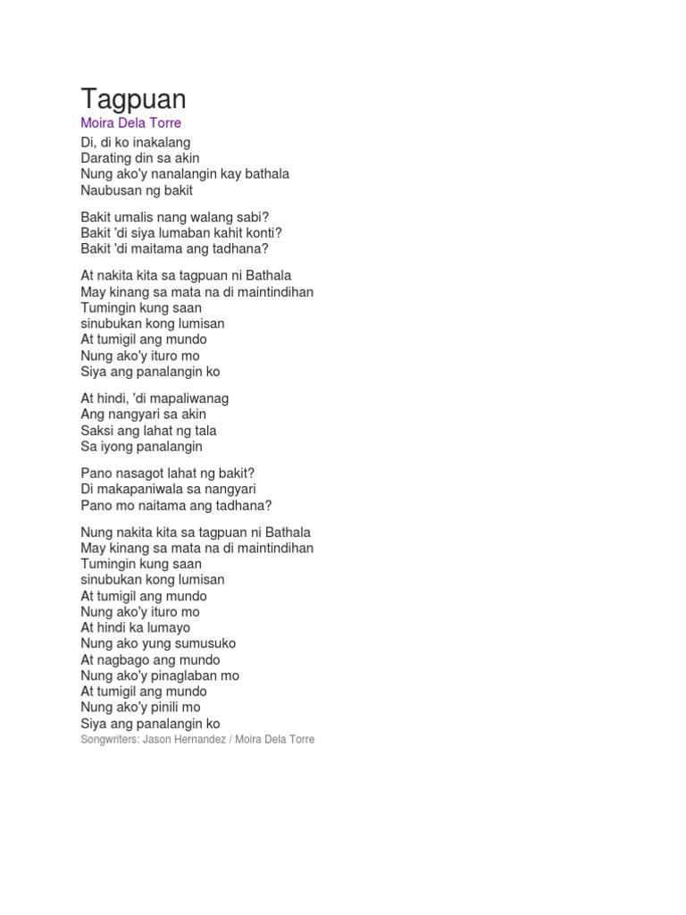 Tagpuan Lyrics | PDF