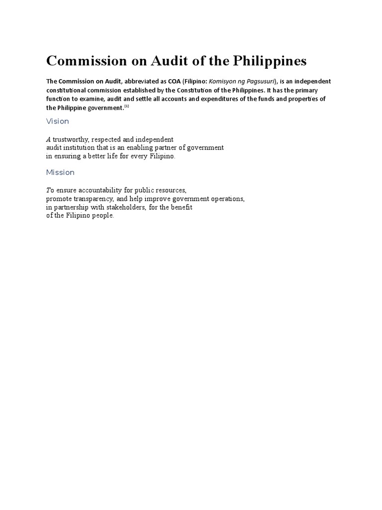 Commission On Audit of The Philippines | PDF | Corporate Law | Accounting