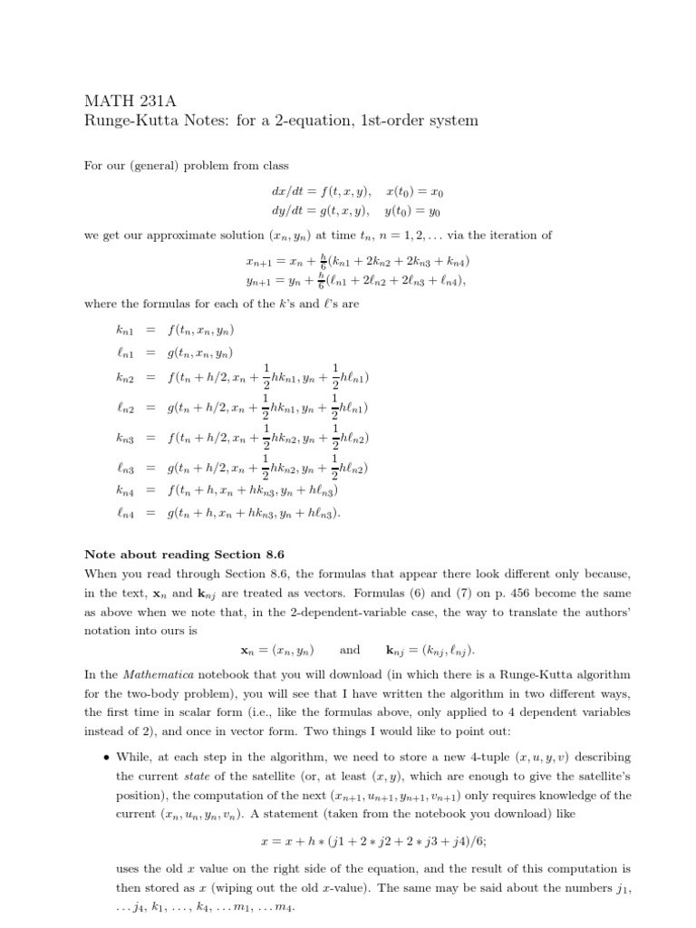 Runge Kutta Formulas | Download Free PDF | Mathematical Objects | Mathematical Analysis