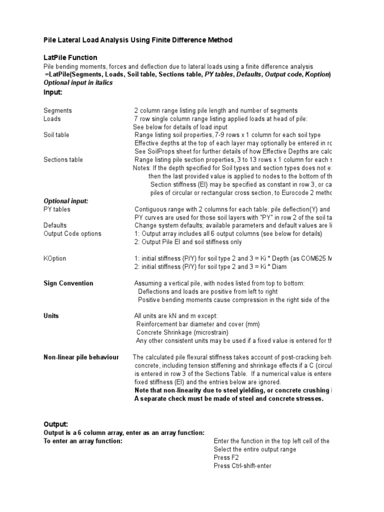 Pile Lateral Load Analysis Using Finite Difference Method Latpile Function | PDF | Deep ...