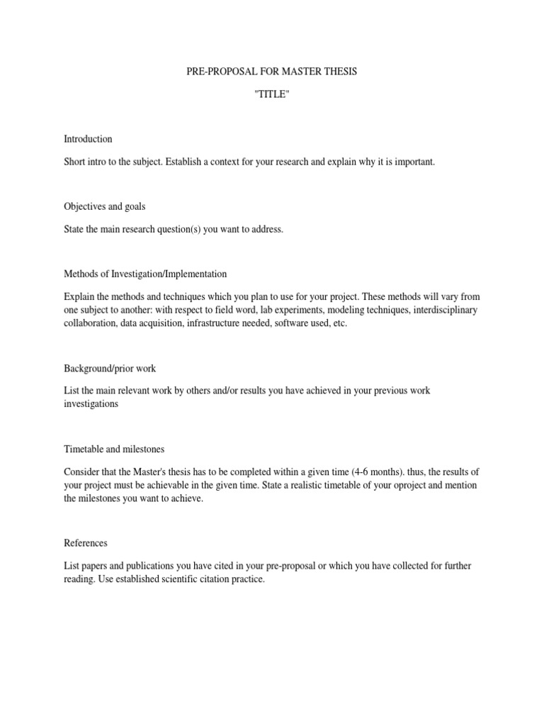 Pre-Proposal For Master Thesis | PDF | Career & Growth