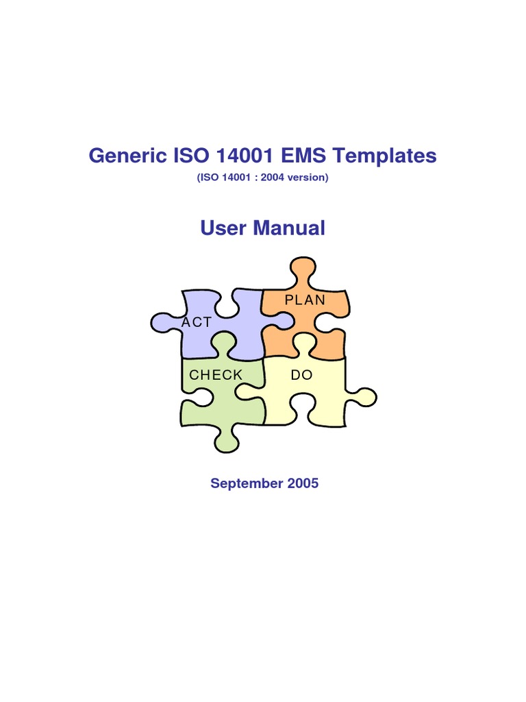 Generic ISO 14001 EMS Templates: ACT Plan | PDF | Environmental Policy ...