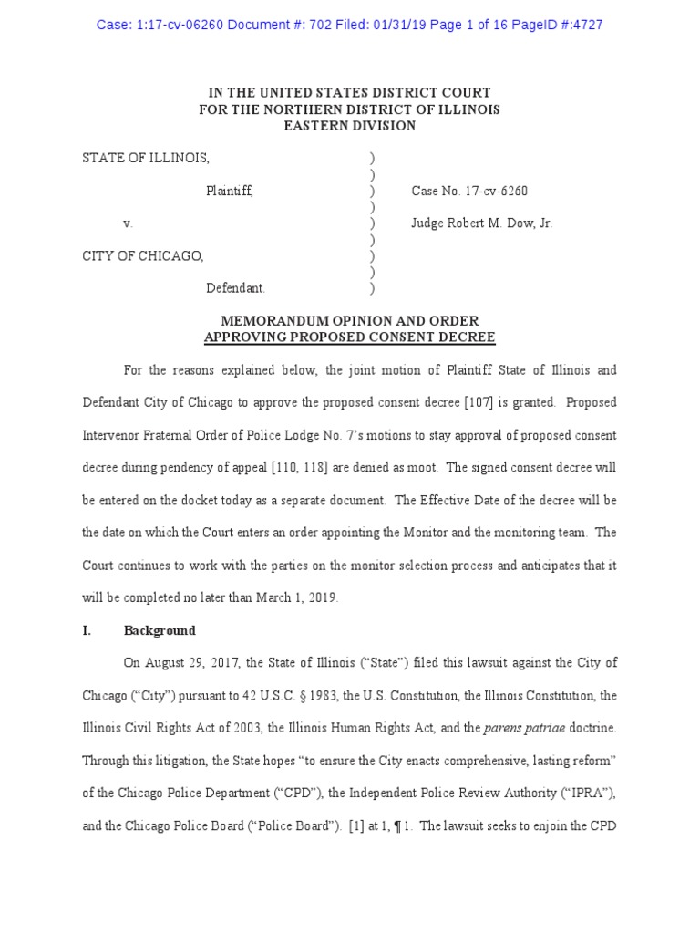 Chicago Police consent decree order | Consent Decree | Chicago Police ...
