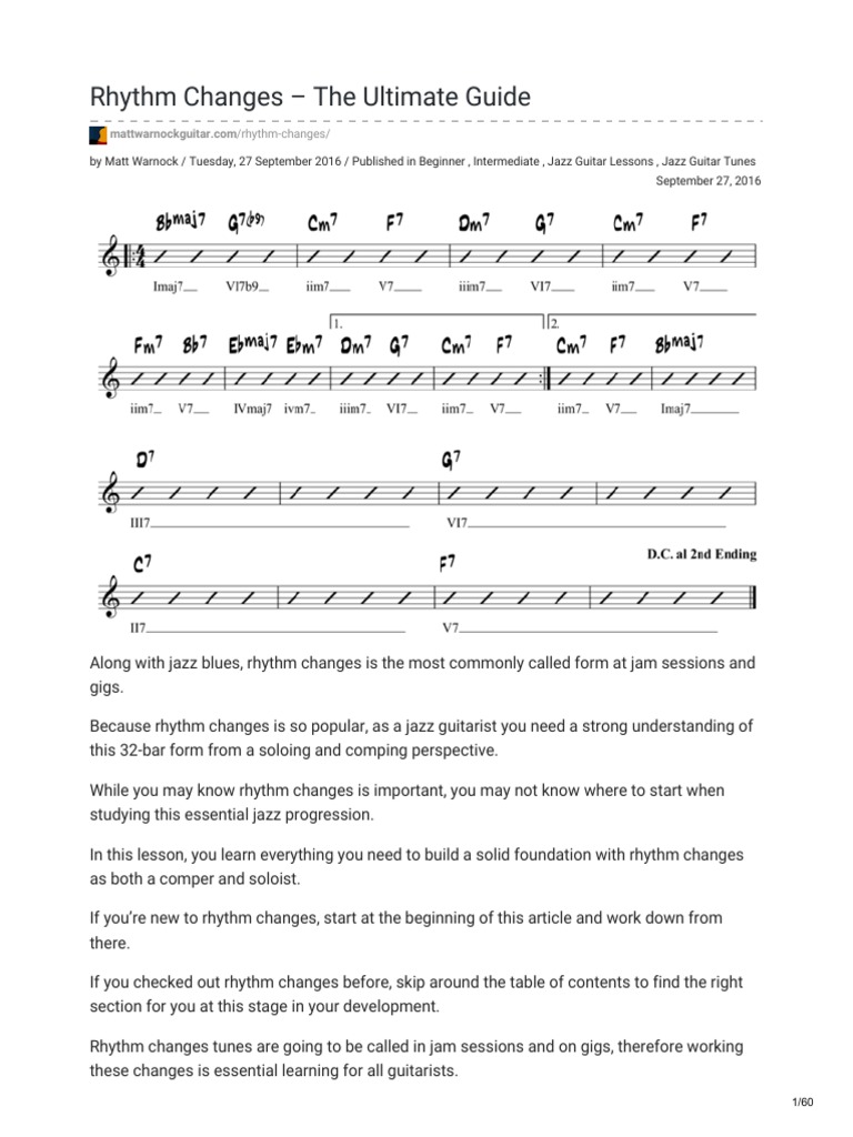 Rhythm Changes The Ultimate Guide | PDF | Scale (Music) | Chord (Music)