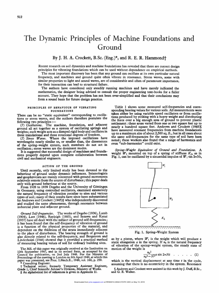 The Dynamic Principles of Machine Foundations and Ground | PDF ...