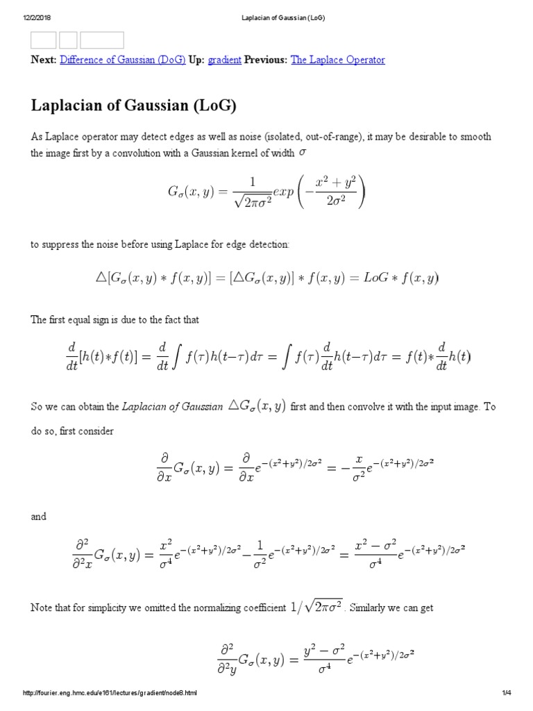 Laplacian of Gaussian (Log) : Difference of Gaussian (Dog) Gradient The ...