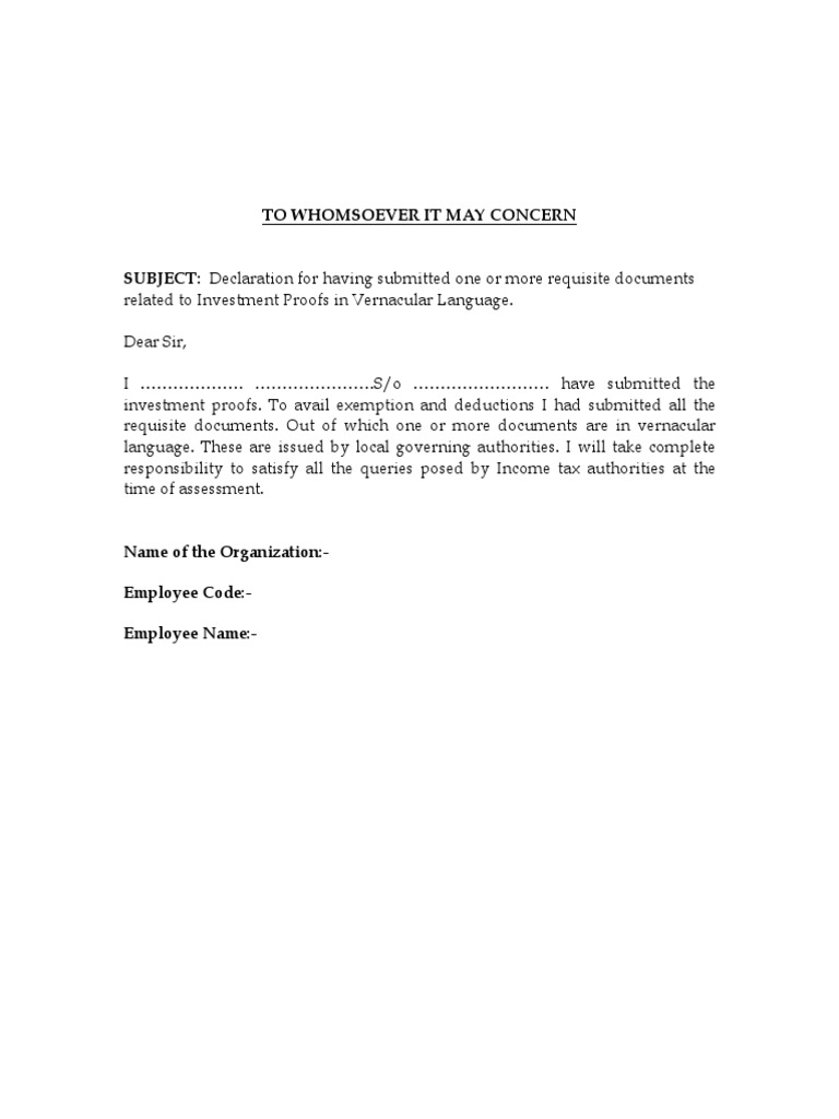 Format - Declaration Vernacular Language | PDF