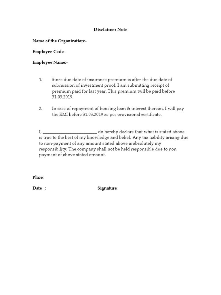 Disclaimer Note For I T Proof | PDF