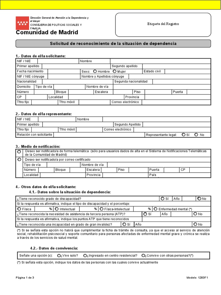 Modelo 1283F1: Solicitud Dependencia | PDF | Gobierno