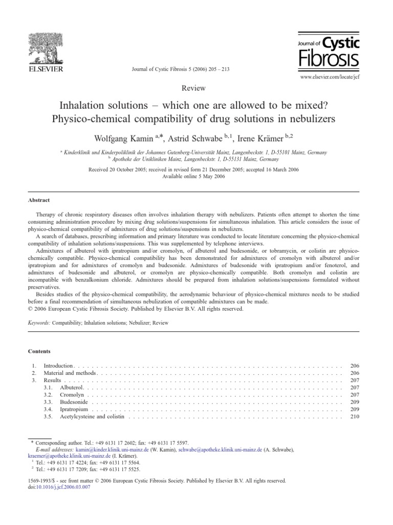 Inhalation Solutions - Which One Are Allowed To Be Mixed | PDF | Drugs ...
