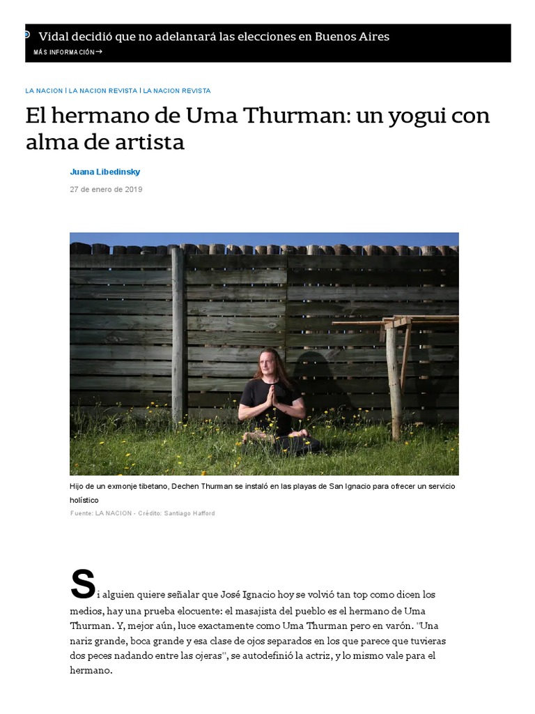 El Hermano de Uma Thurman - Un Yogui Con Alma de Artista - LA NACION ...