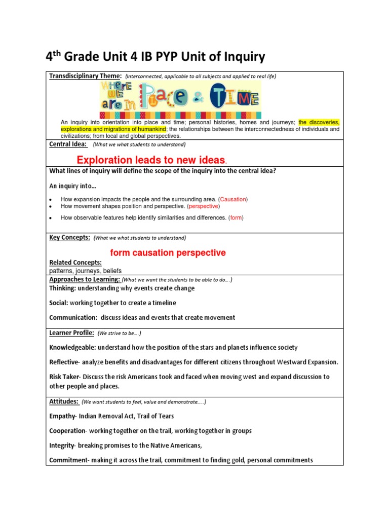 Grade 4 Inquiry: Place and Time | PDF