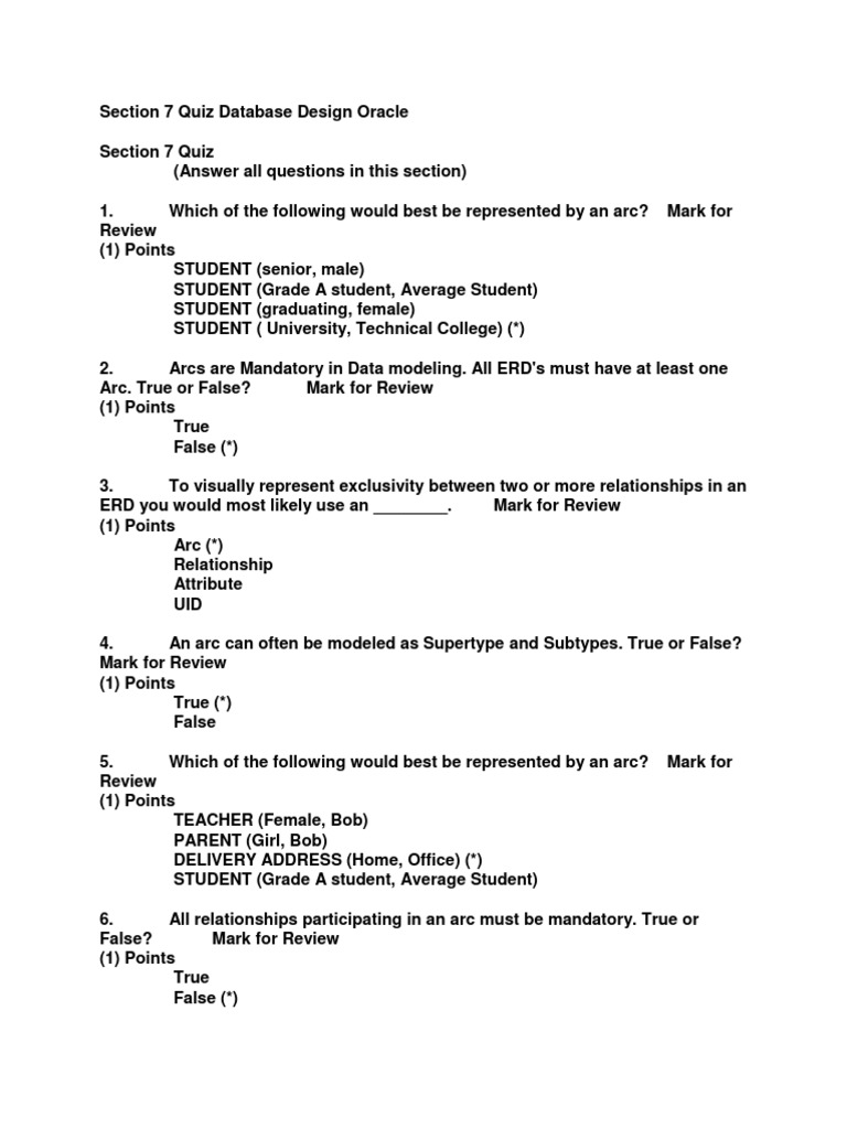All Files Section 7 Quiz Database Design Oracle | PDF | Hierarchy | Data Model