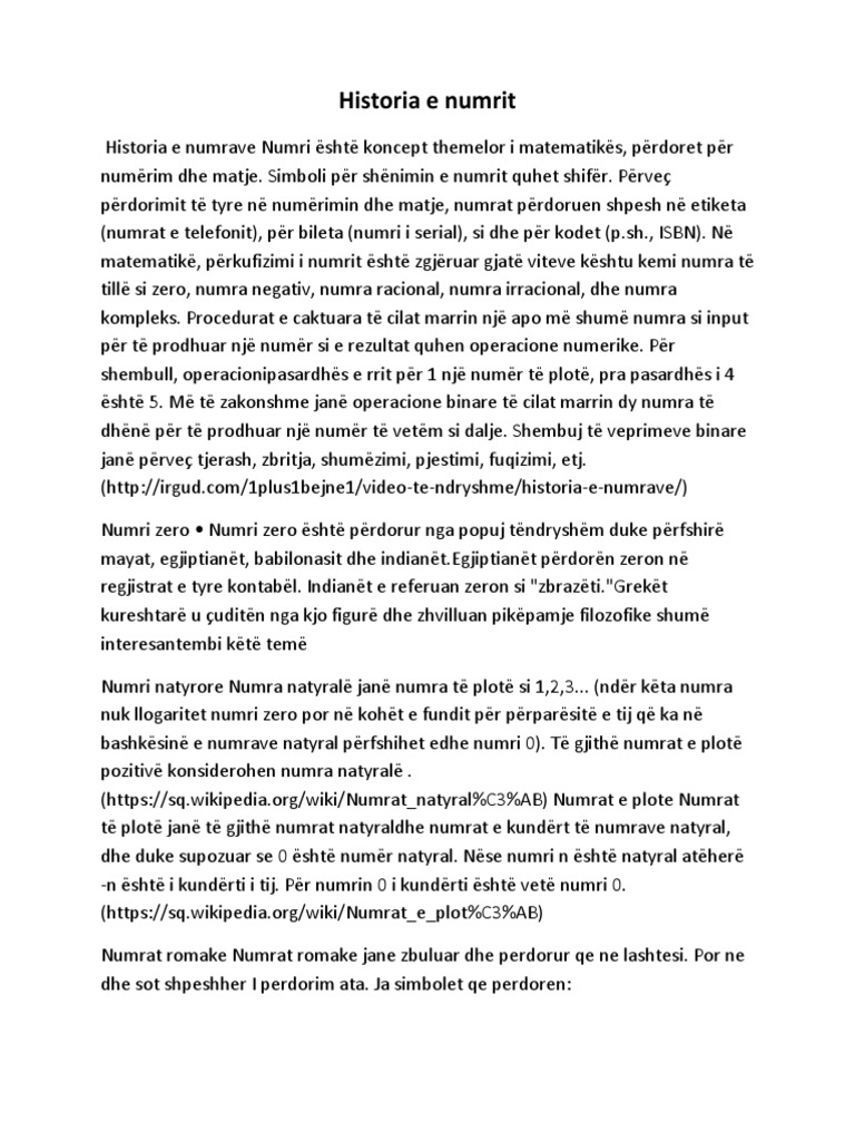 Historia e Numrit | PDF