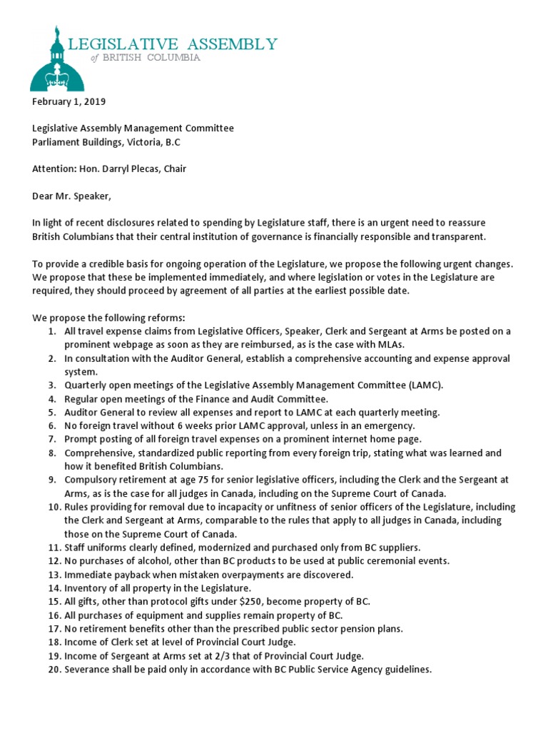 Wilkinson Ethics Letter | PDF | British Columbia | Audit Committee