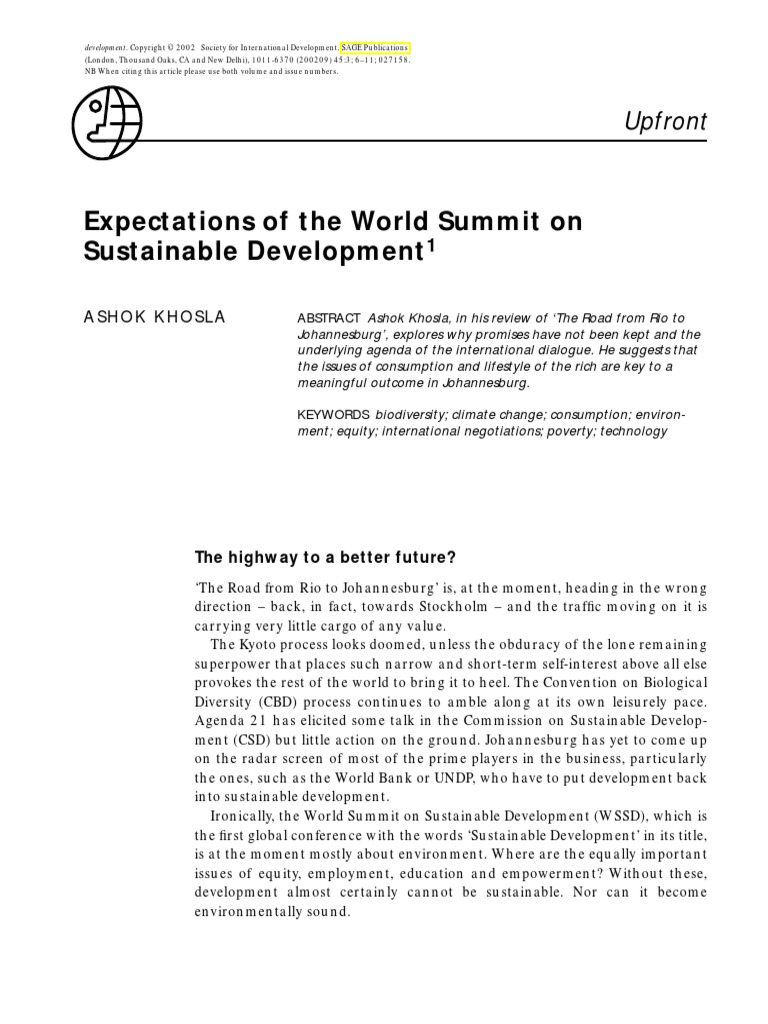 UN - 2002 - Report of The World Summit On Sustainable Development | PDF ...