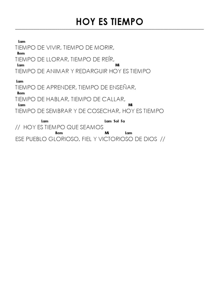 Hoy Es Tiempo - Letra y Acordes | PDF