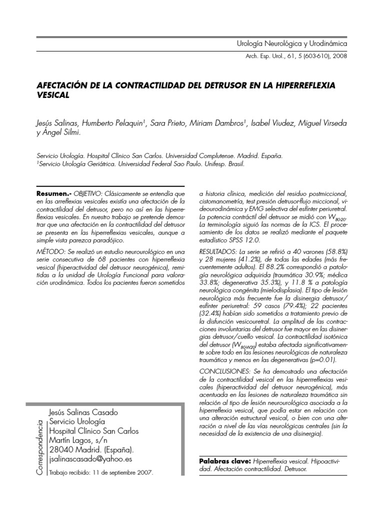 Detrusor Contractility in Bladder Hyperreflexia (DCBH | PDF | Micción ...