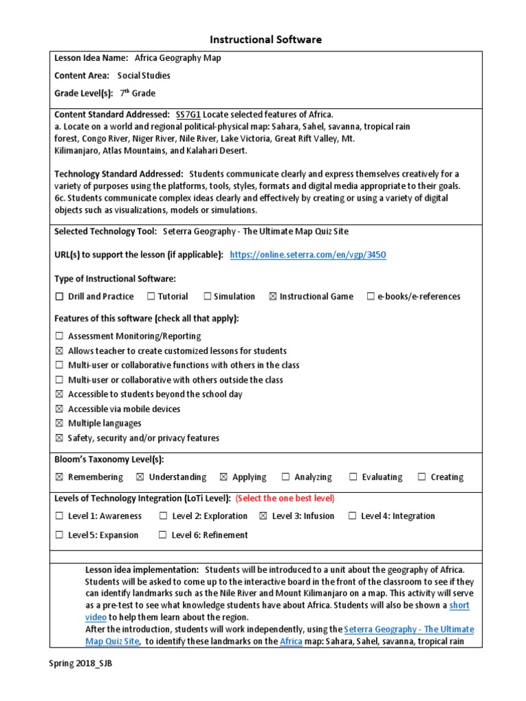 Brandon Roberts - 02 Instructional Software Lesson Idea Template | PDF ...