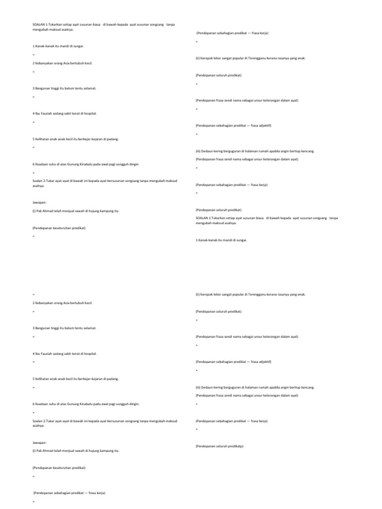 Soalan Ayat Songsang | PDF
