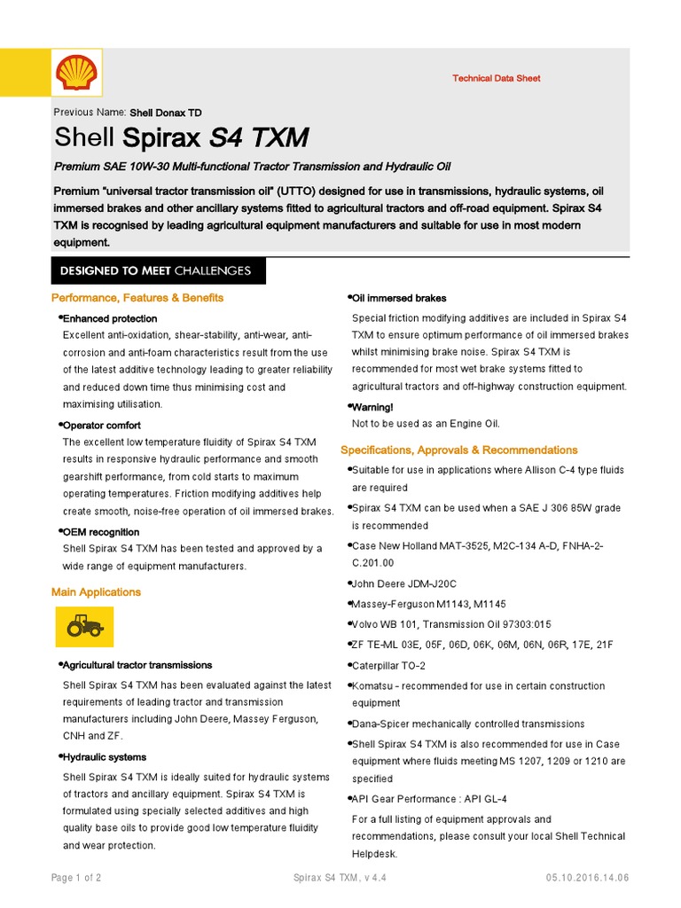 Spirax S4 TXM Data Sheet | PDF | Motor Oil | Mechanical Engineering