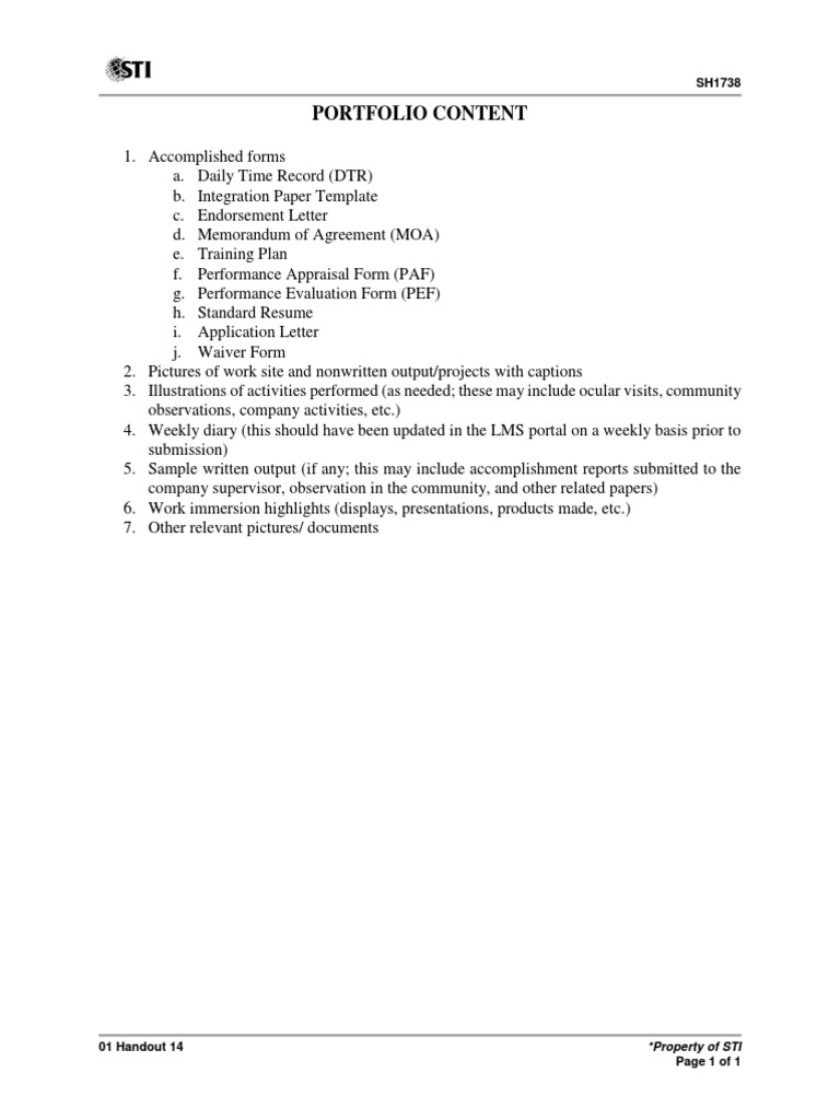 Portfolio Content: Property of STI | PDF