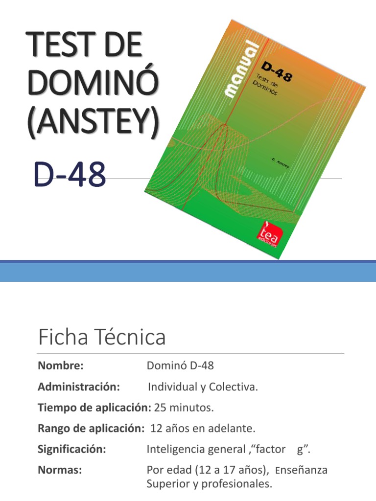 Test de Dominó D-48: Ficha Técnica | PDF | Inteligencia | Cognición