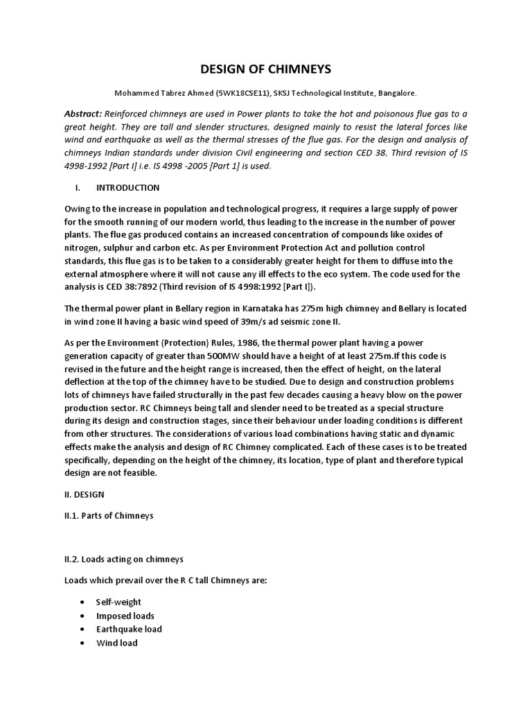 Design of Chimneys | PDF | Structural Load | Chimney