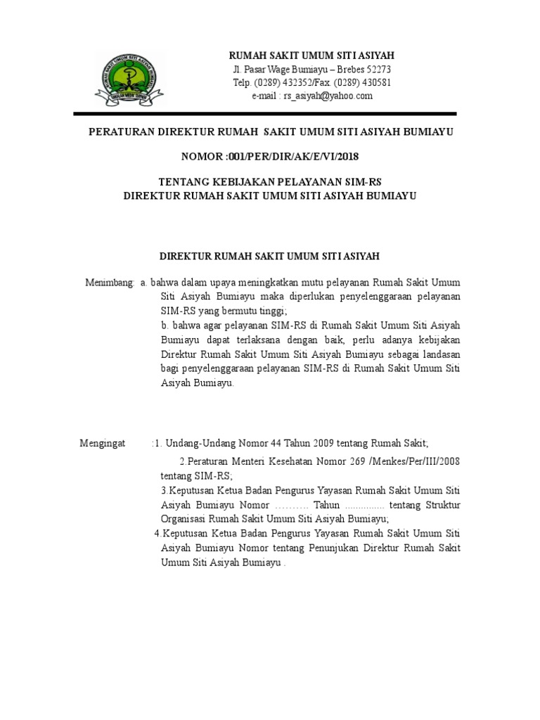 SK Pengelolaan Simrs | PDF