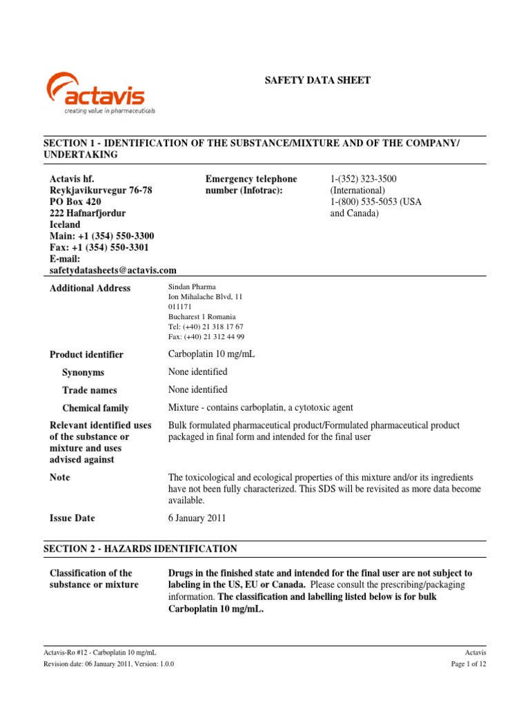 Safety Data Sheet | PDF | Toxicity | Dangerous Goods