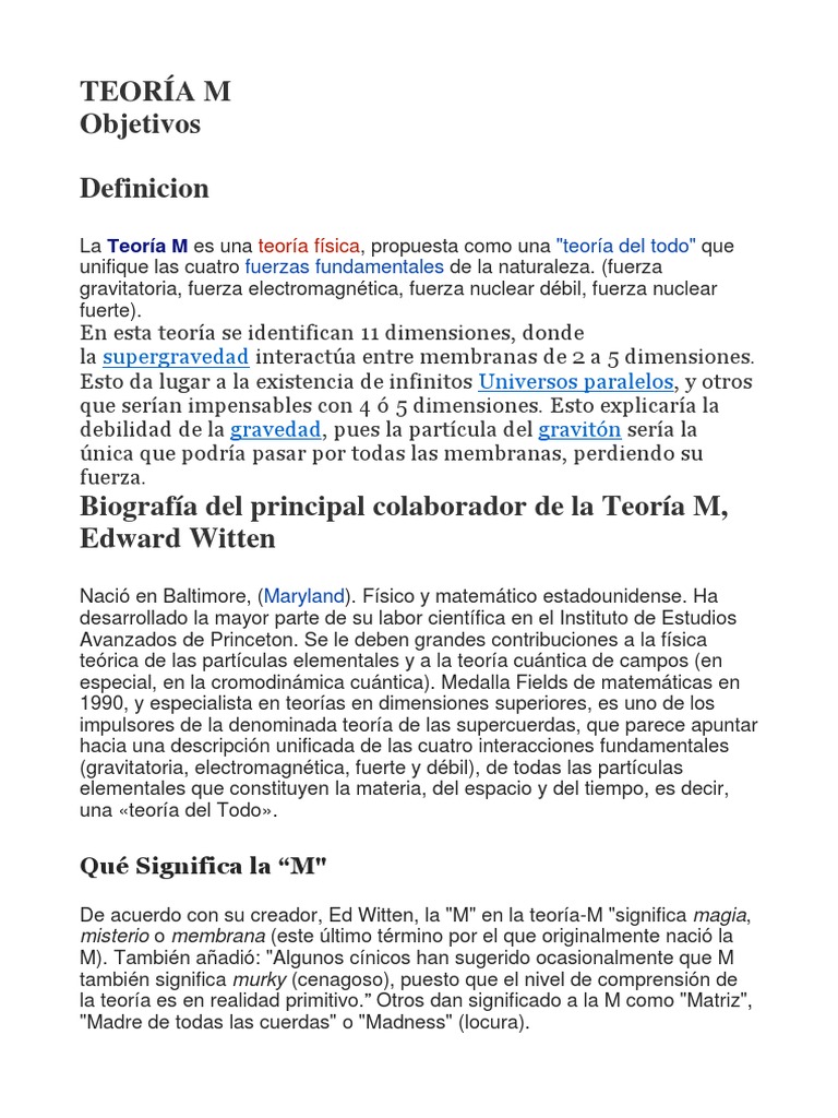 Teoria M | PDF | Física teórica | Ciencias fisicas