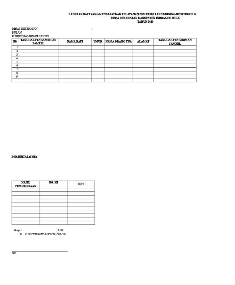 Contoh Laporan Pengiriman SHK | PDF