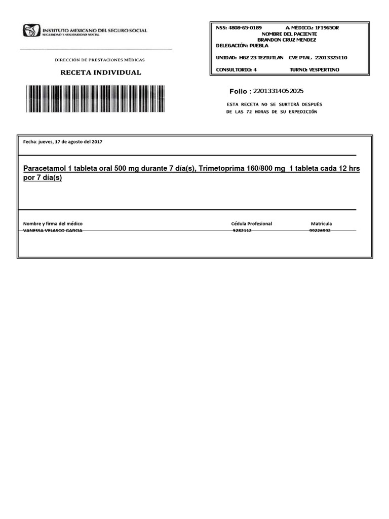 Receta IMSS en blanco.docx | Drogas | Medicina | Prueba gratuita de 30 ...