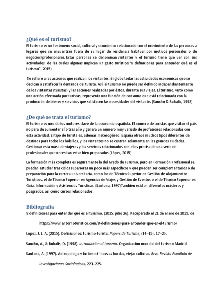 Qué Es El Turismo | PDF | Turismo | Turismo y Ocio
