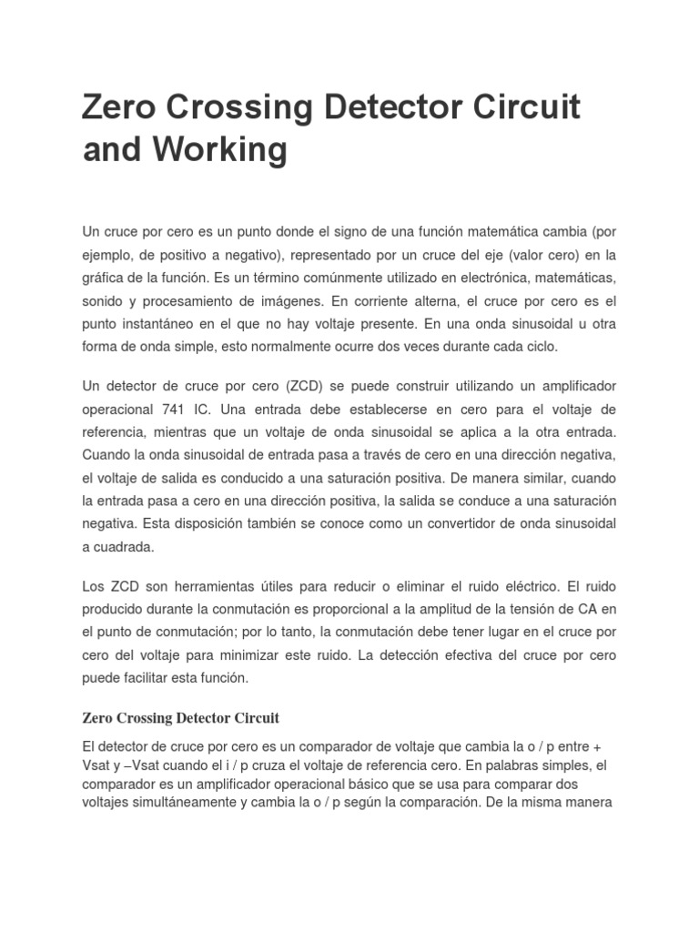 Zero Crossing Detector Circuit And Working Pdf Voltaje Corriente