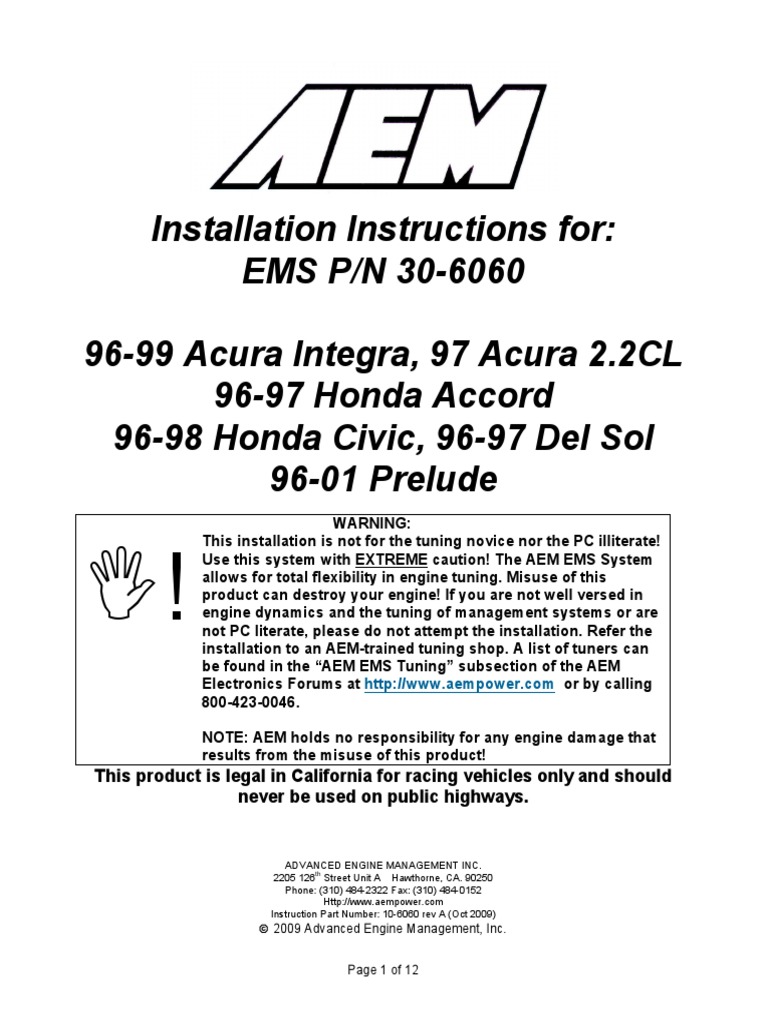 30-6060 Series 2 Plug & Play EMS PDF | PDF | Throttle | Ignition System