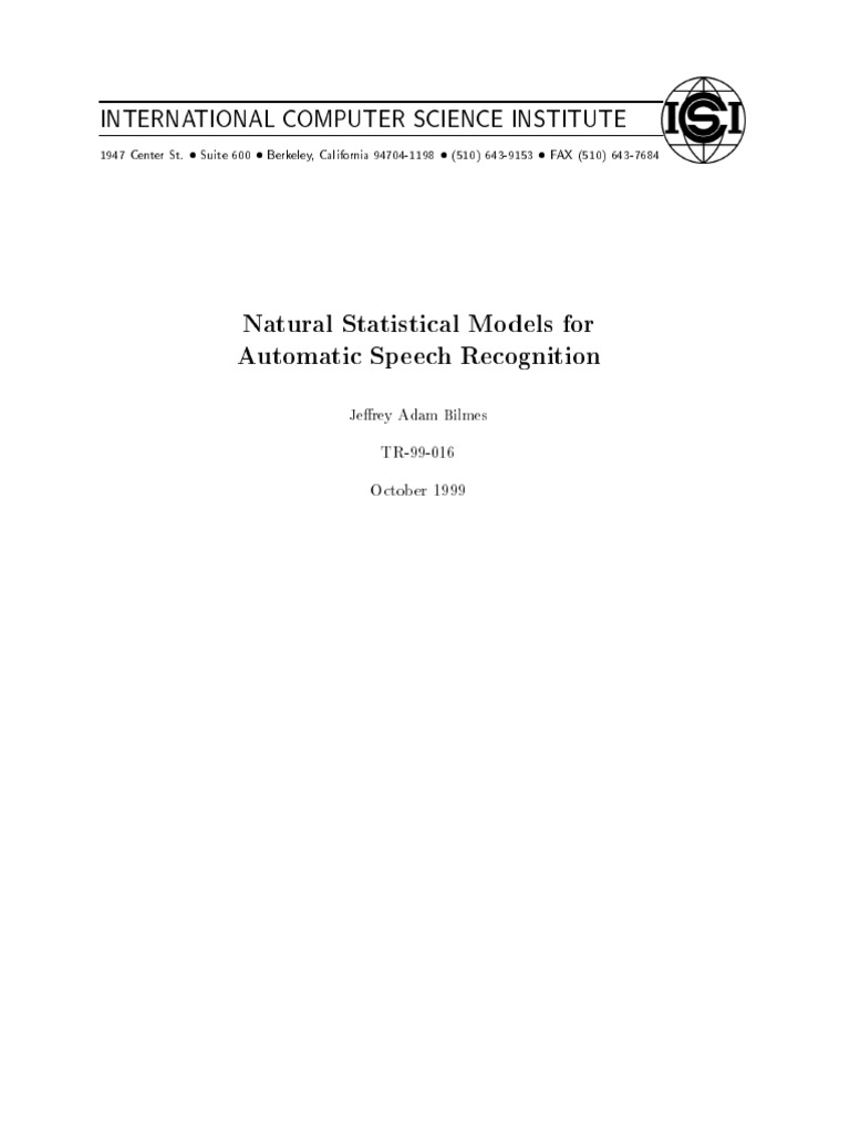 Thesis Bilmes99 PDF | PDF | Speech Recognition | Bayesian Network